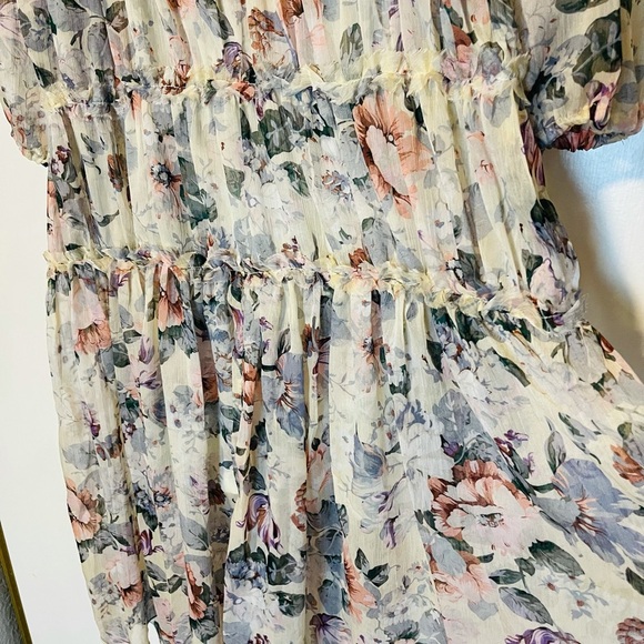 o.p.t | Dresses | Nwt Opt Pastel Cream Floral Boho Chic Peasant Midi ...
